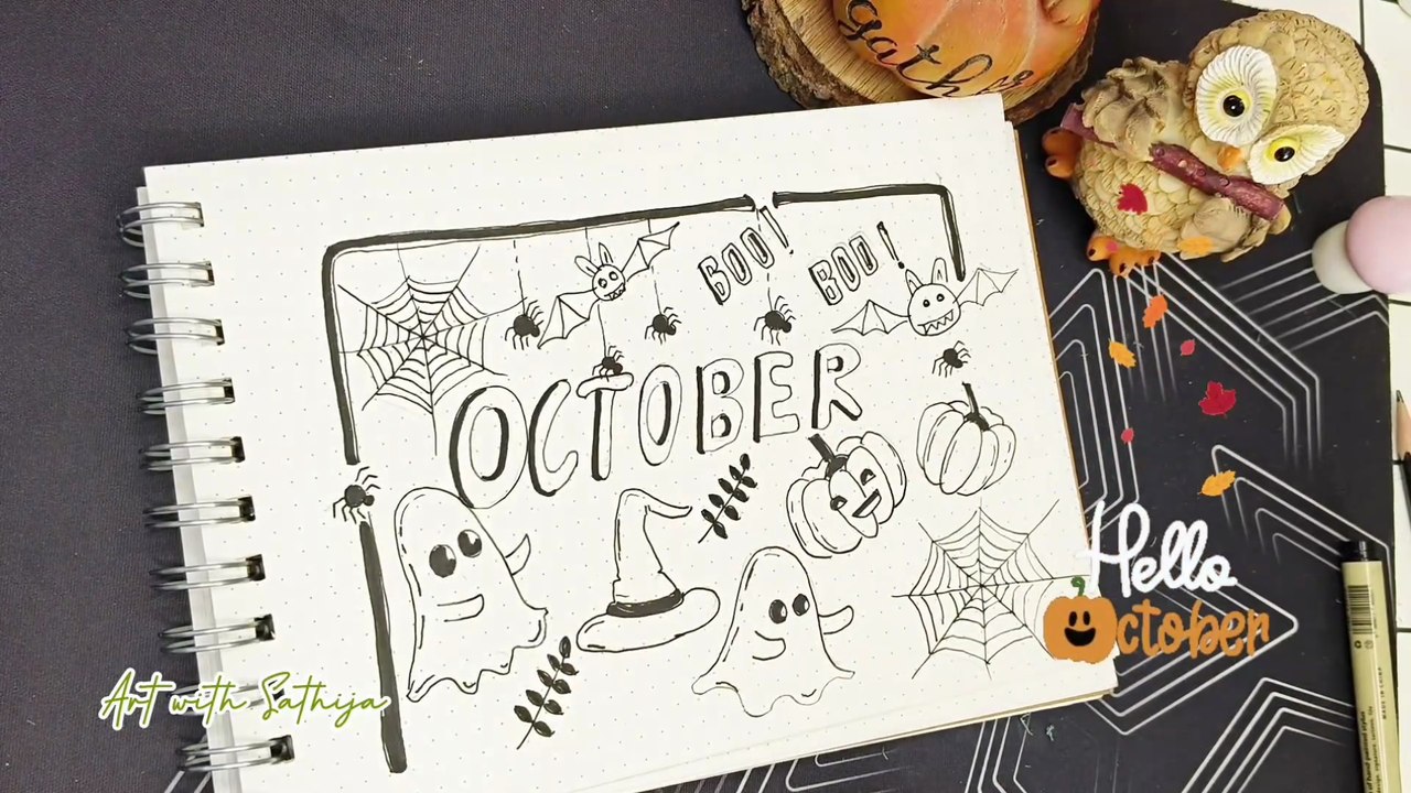 October Doodle Drawing | Easy Fall & Festival Theme Doodle Art for ...
