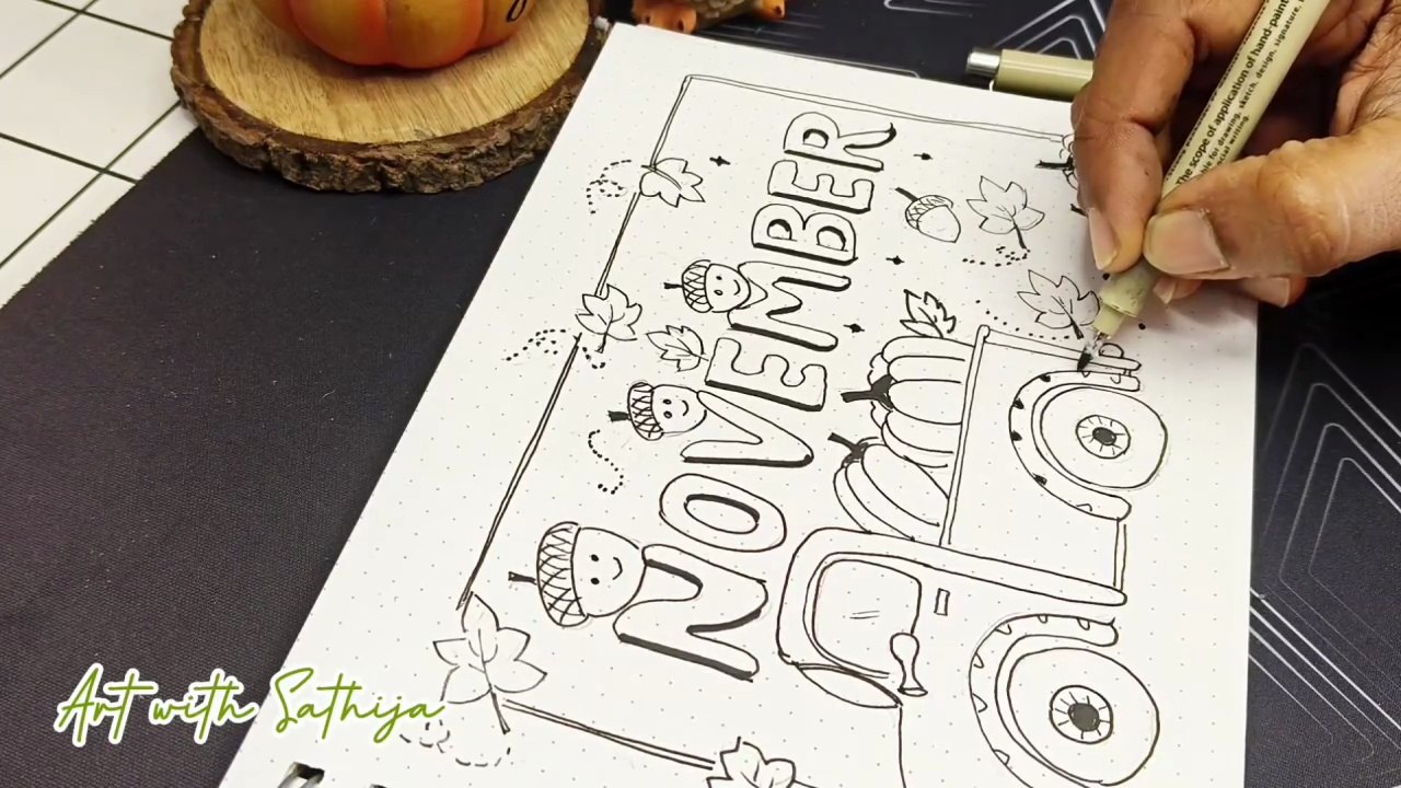 November Doodle Drawing | Easy Cozy Theme Doodle Art for Beginners ...