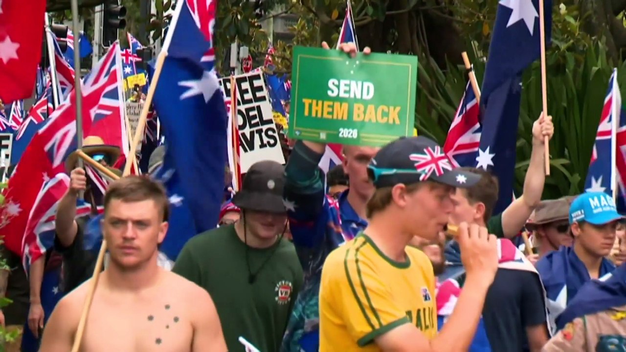 Thousands across the country march in anti-immigration protests - video ...