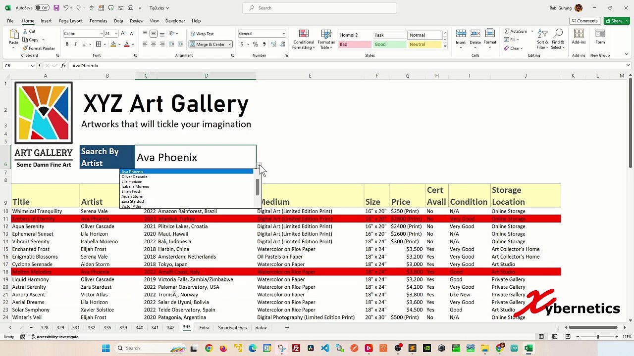 Dynamic Search Bar to Highlight Row in Excel - Excel Tips and Tricks ...