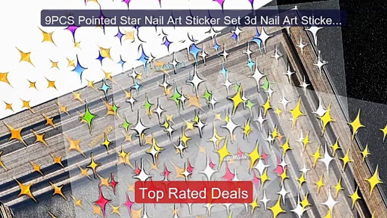 9PCS Pointed Star Nail Art Sticker Set 3d Nail Art Sticker ... -- Top ...