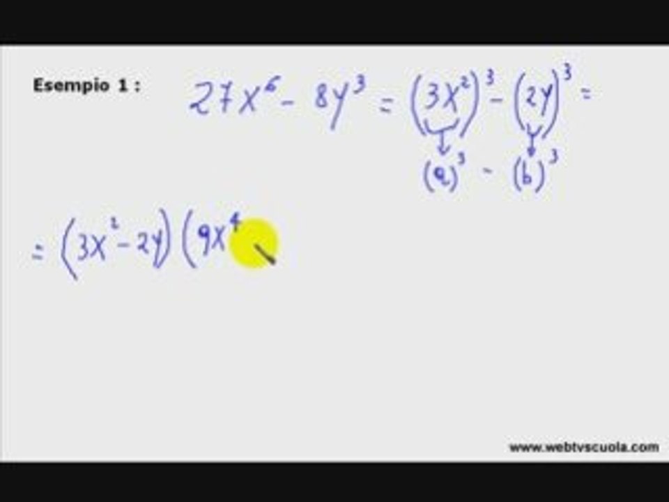 Matematica: Esercizi Somma e Differenza Cubi - Scomposizione - Video ...